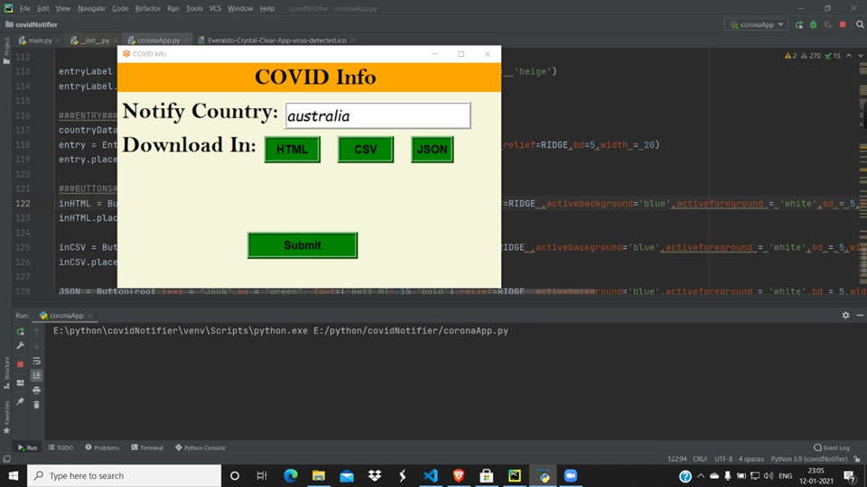 GitHub - Shivamishra21/Covid-Desktop-Notifier: A graphical user ...