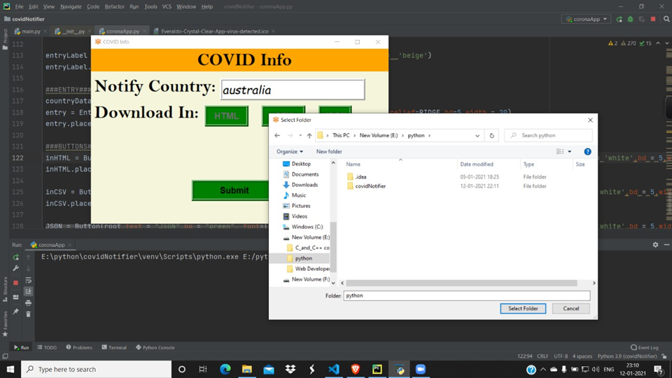 GitHub - Shivamishra21/Covid-Desktop-Notifier: A graphical user ...