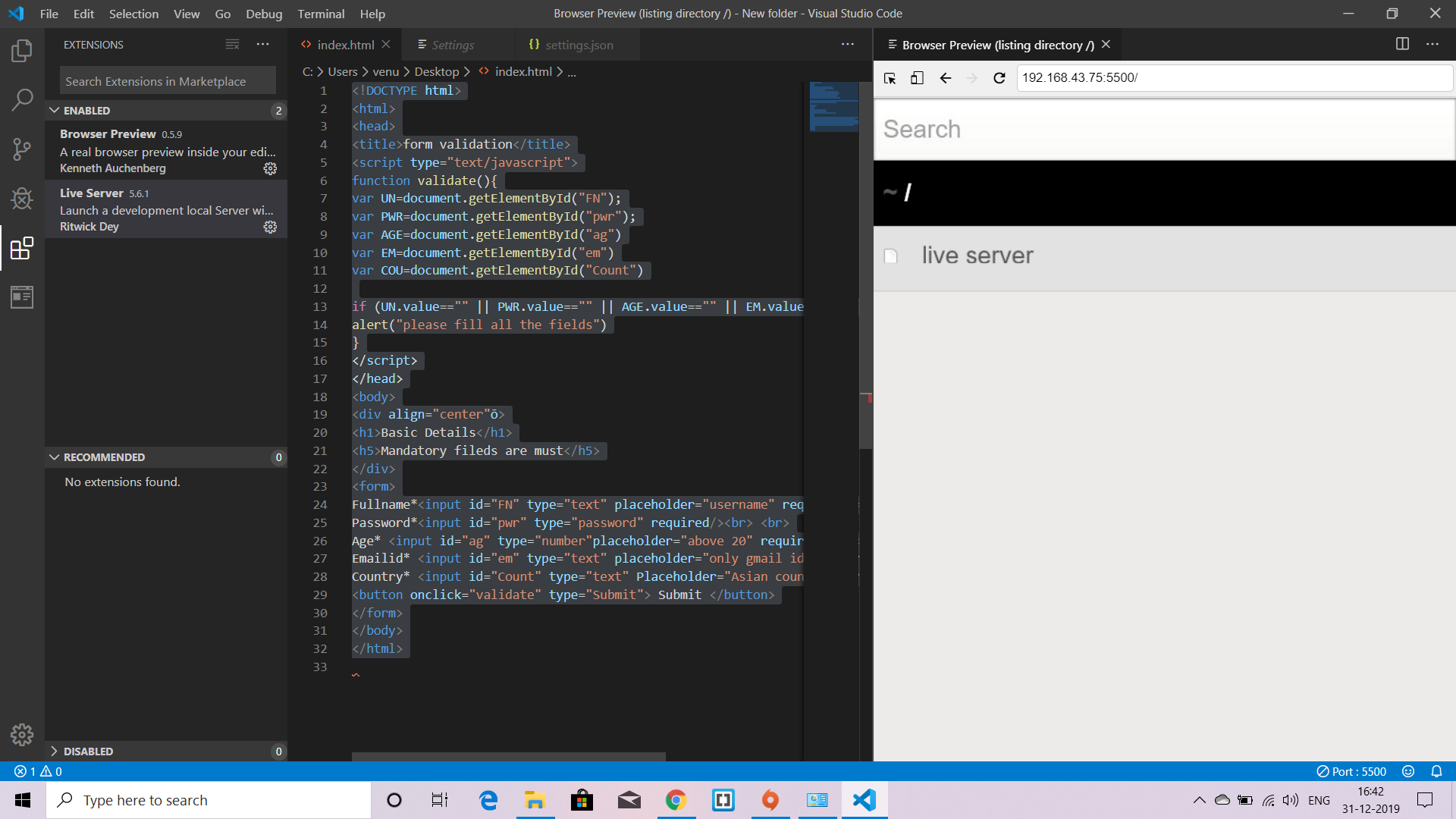 Unable to open in live server · Issue #631 · ritwickdey/vscode-live ...