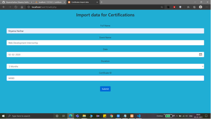 GitHub - ShyamaHarihar/Internshiptask10_Certificate-verification-System: Login, Search for a ...
