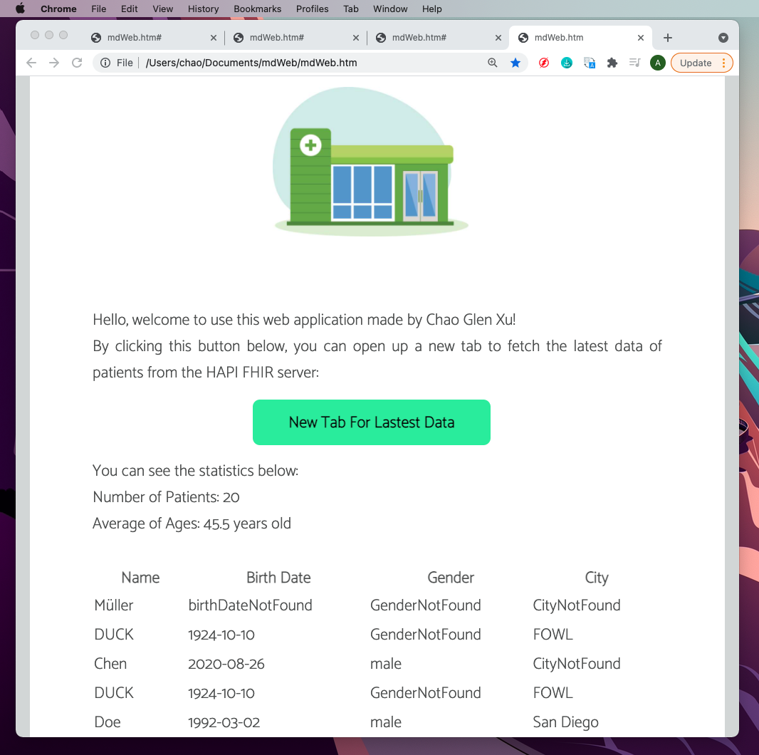 GitHub - ChaoGlenXu/hospital-information-FHIR-web-application-project