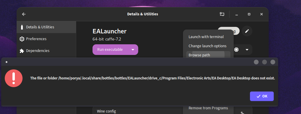 [BUG] EA Launcher doesn't install/run · Issue #1155 · bottlesdevs/Bottles · GitHub