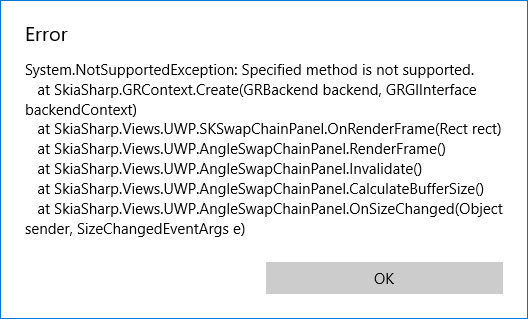NotSupportedException when trying to use SKGLView · Issue #729 · mono/SkiaSharp · GitHub