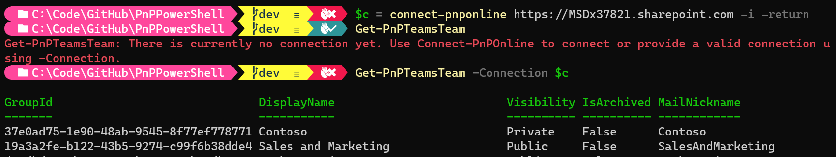[BUG] Get-PnPTeamsTeam throws an exception when passing connection · Issue #2019 · pnp ...