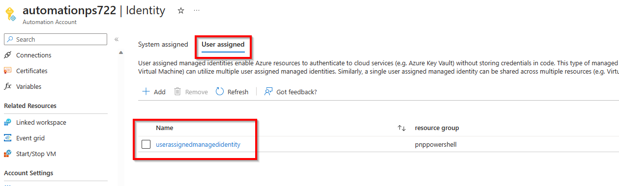 Azure Automation userAssignedManagedIdentity - (401) Unauthorized [BUG] · Issue #2882 · pnp ...