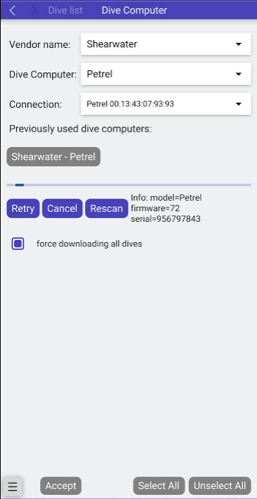 Android app BT download from Shearwater Petrel does not work · Issue #2510 · subsurface ...