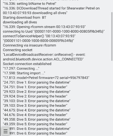 Android app BT download from Shearwater Petrel does not work · Issue #2510 · subsurface ...