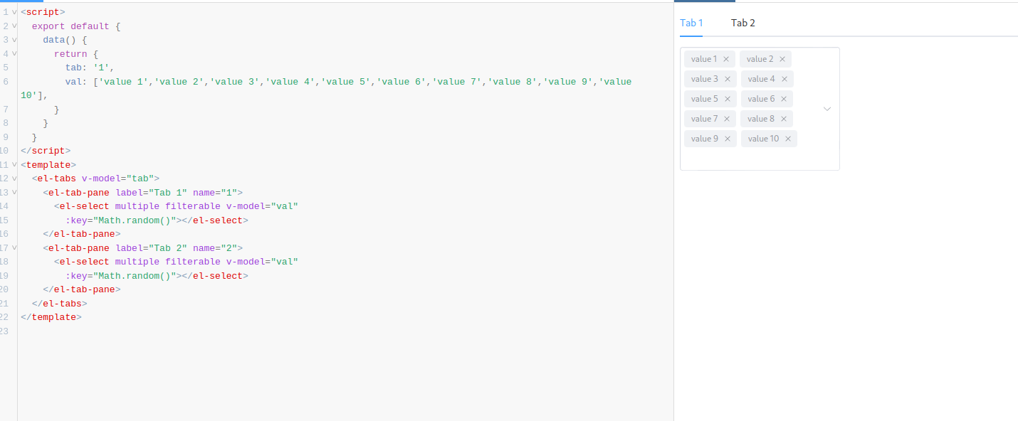 [Component] [select] Multiple & filterable el-select inside el-tabs has wrong height on ...