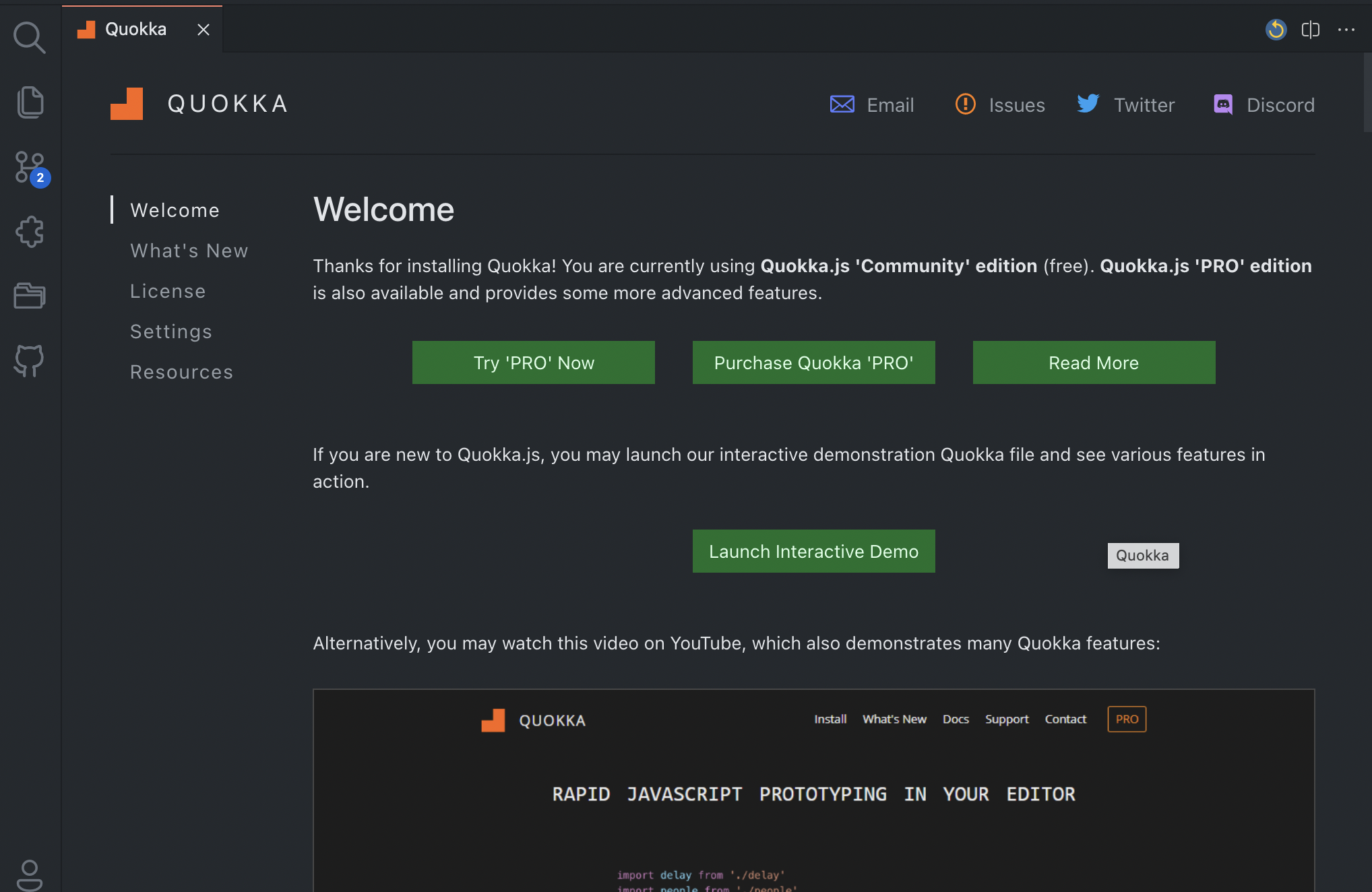 Settings to disable welcome screen · Issue #761 · wallabyjs/quokka · GitHub