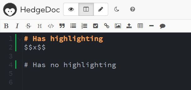 Latex Display Mode Breaks Syntax Highlighting · Issue 5252 · Hedgedochedgedoc · Github