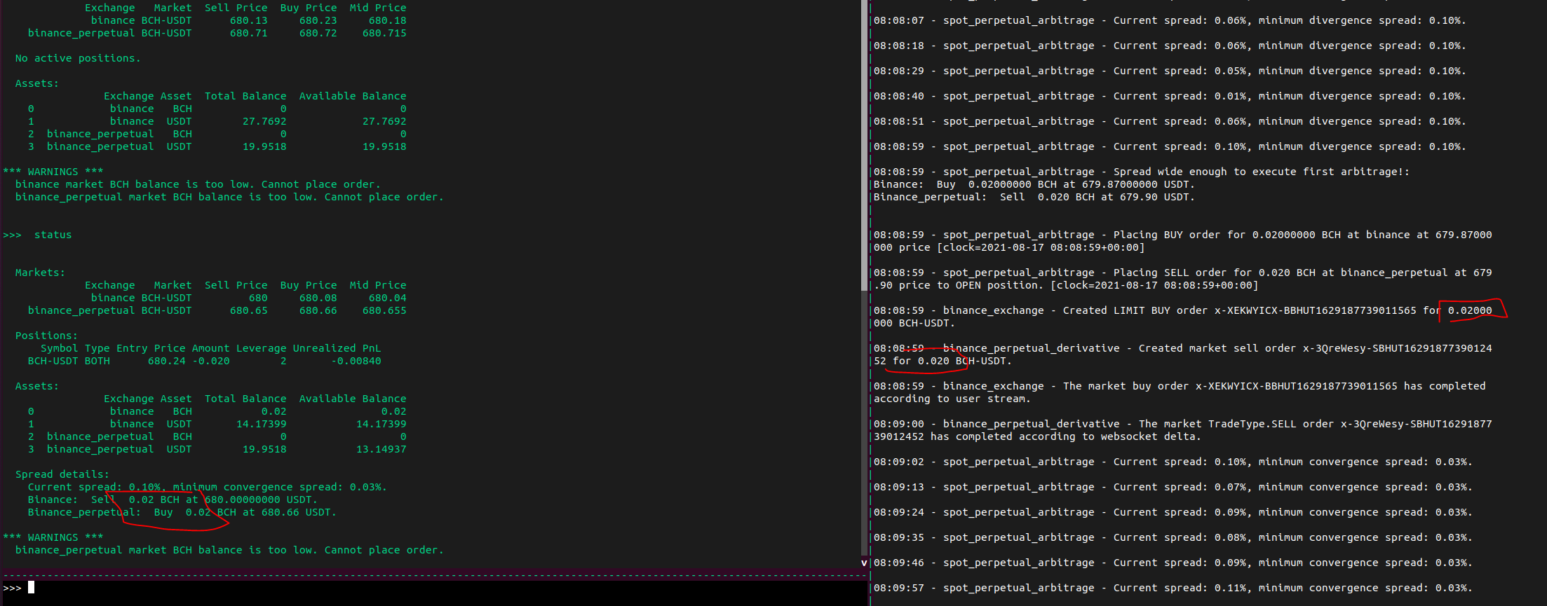 Arbitrage: order precision displayed in the logs differ to the actual ...