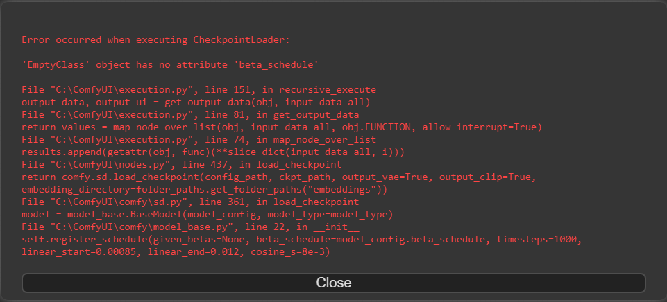 Checkpointloader Node Is Broken · Issue 1370 · Comfyanonymouscomfyui · Github 