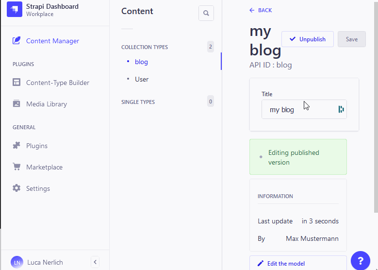 [BUG] [v3/v4] Publish / Unpublish does not change 'last edited by'. · Issue #11498 · strapi ...