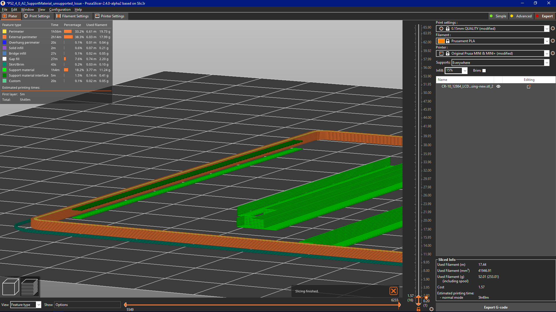 Automatically generated support structures are missing walls, such that ...