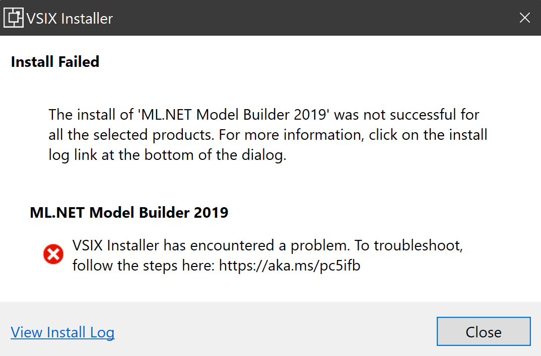 Unable to update, uninstall or repair Visual Studio 2019 (package Model ...
