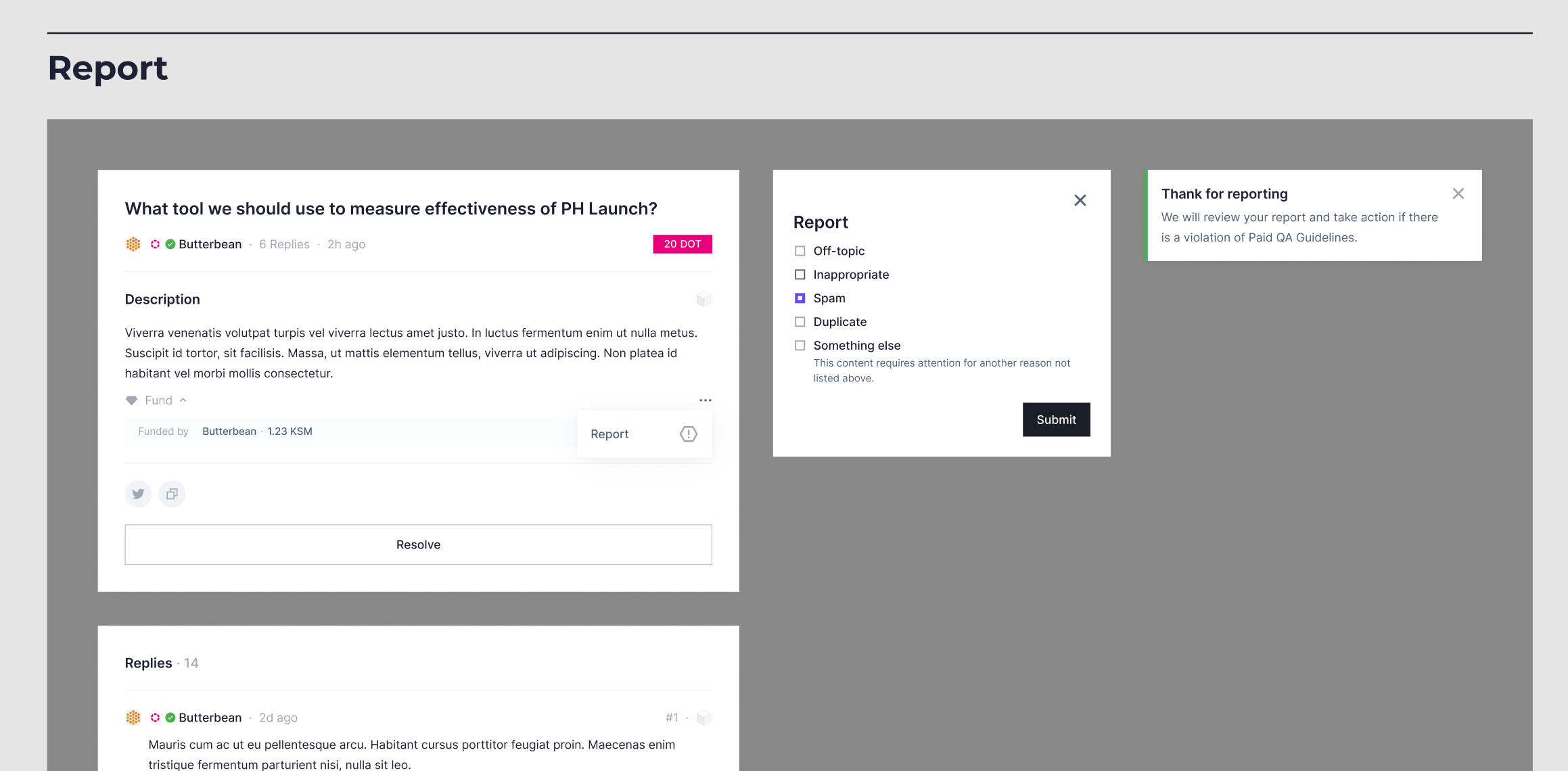 Report Feature · Issue 117 · Opensquare Networkpaid Qa · Github