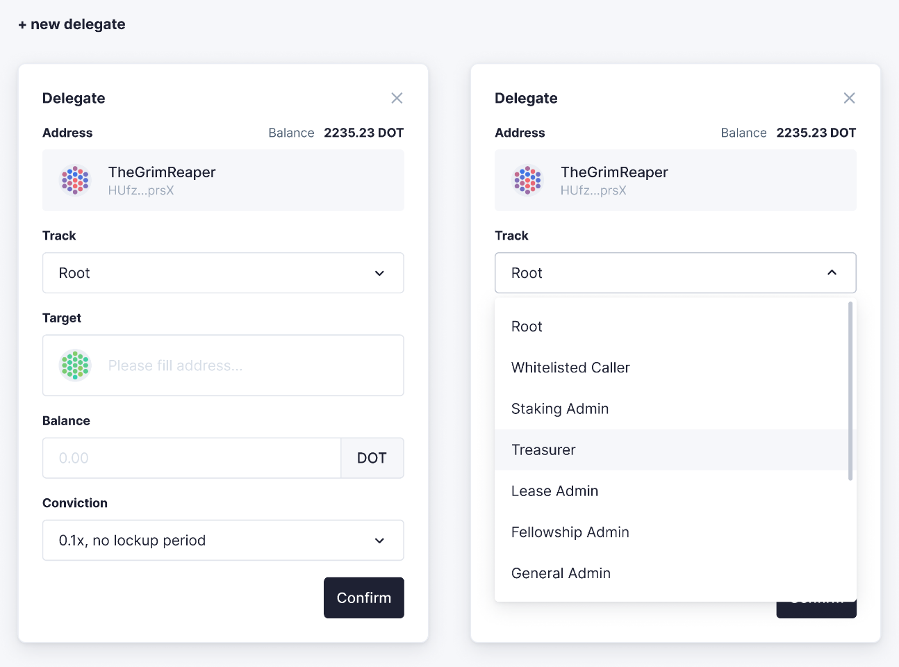 delegate, Add track options to '+ New delegate' popup window. · Issue #2577 · opensquare-network ...