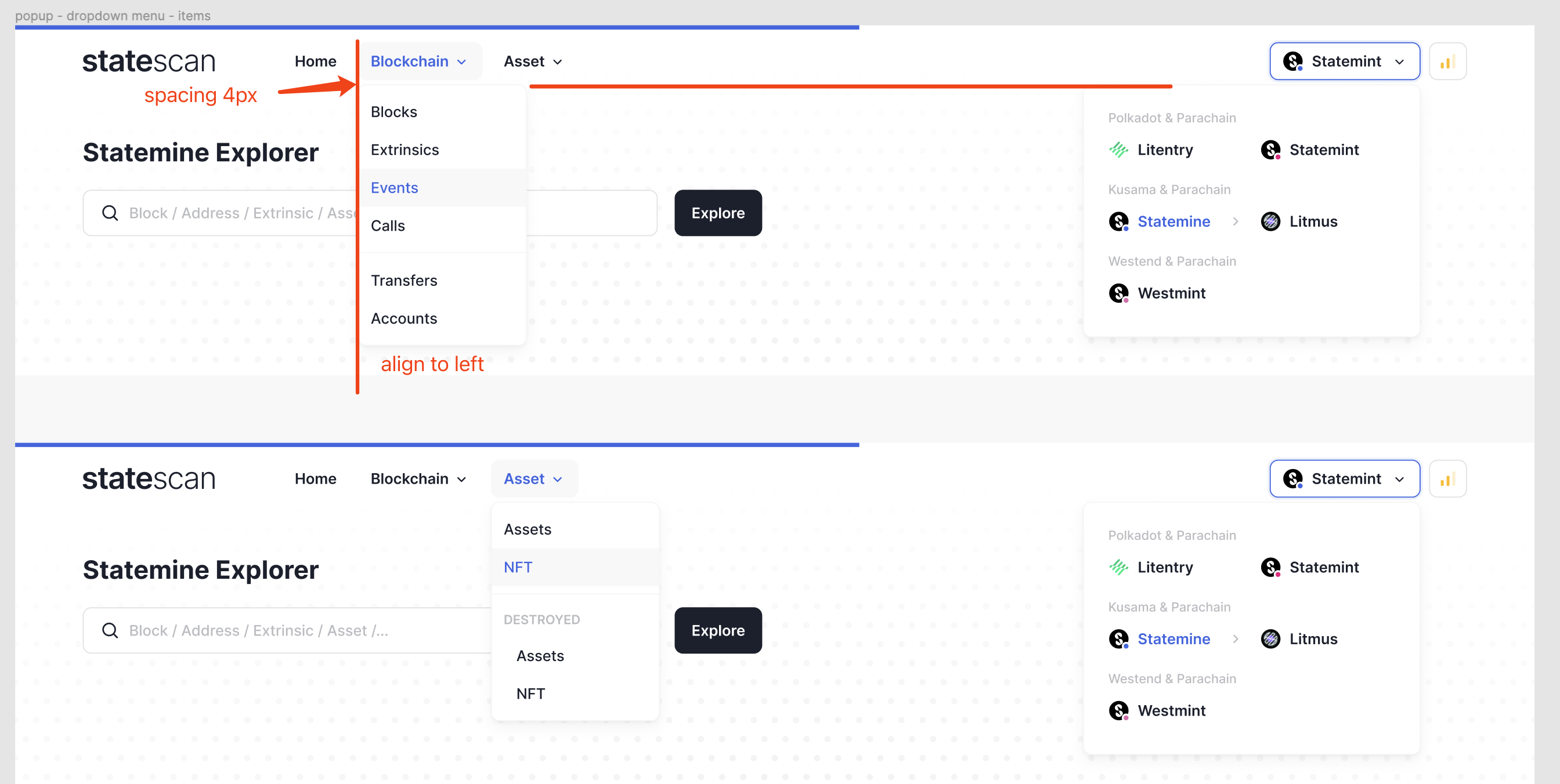 Optimize the UI of navigation items and dropdown menu · Issue #602 · opensquare-network ...