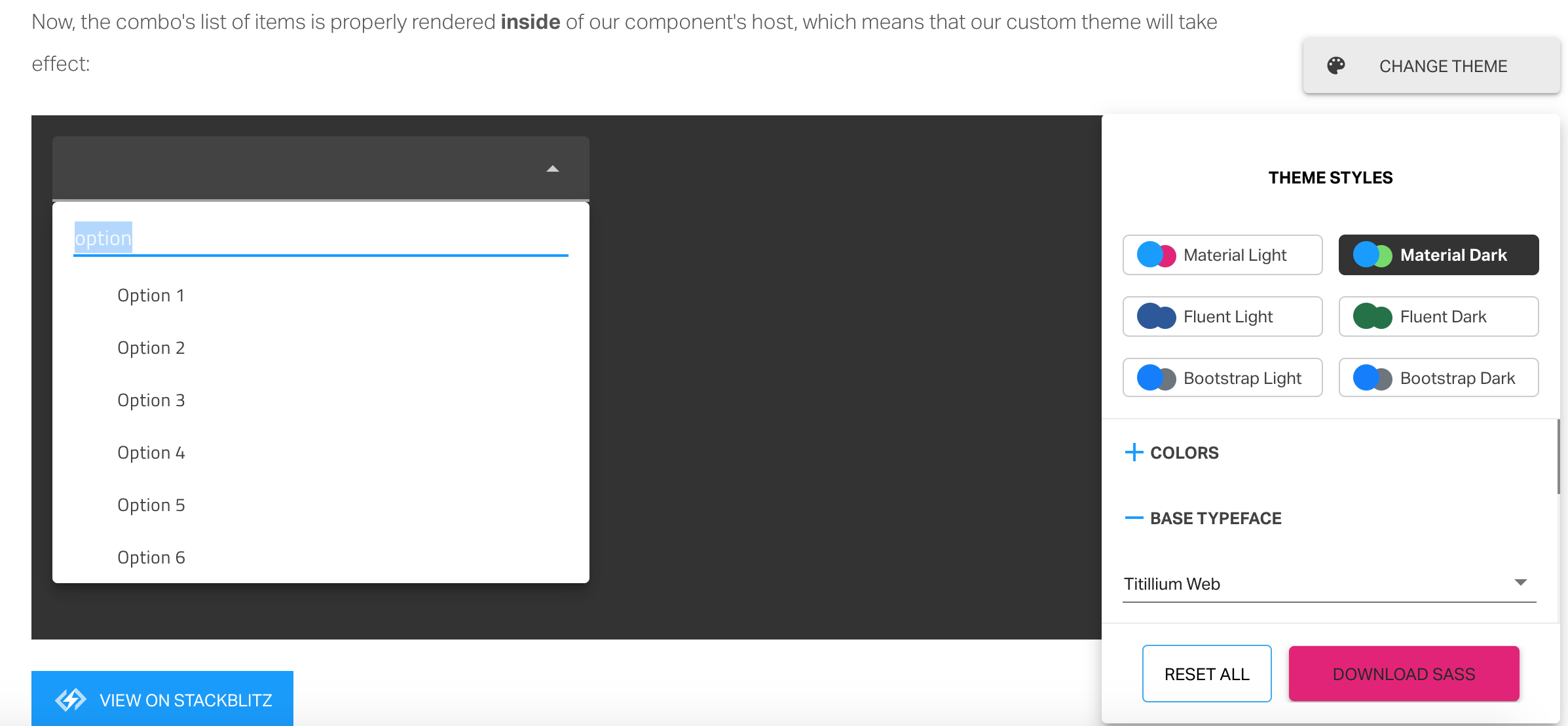 The text in the search input of the overlay component is not visible in ...