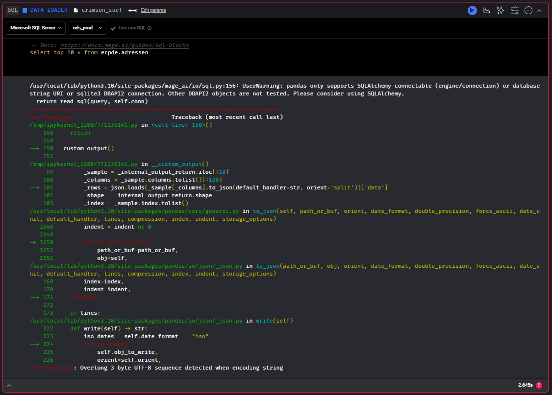 MSSQL loader breaks with certain UTF-8 Characters · Issue #3482 · mage-ai/mage-ai · GitHub
