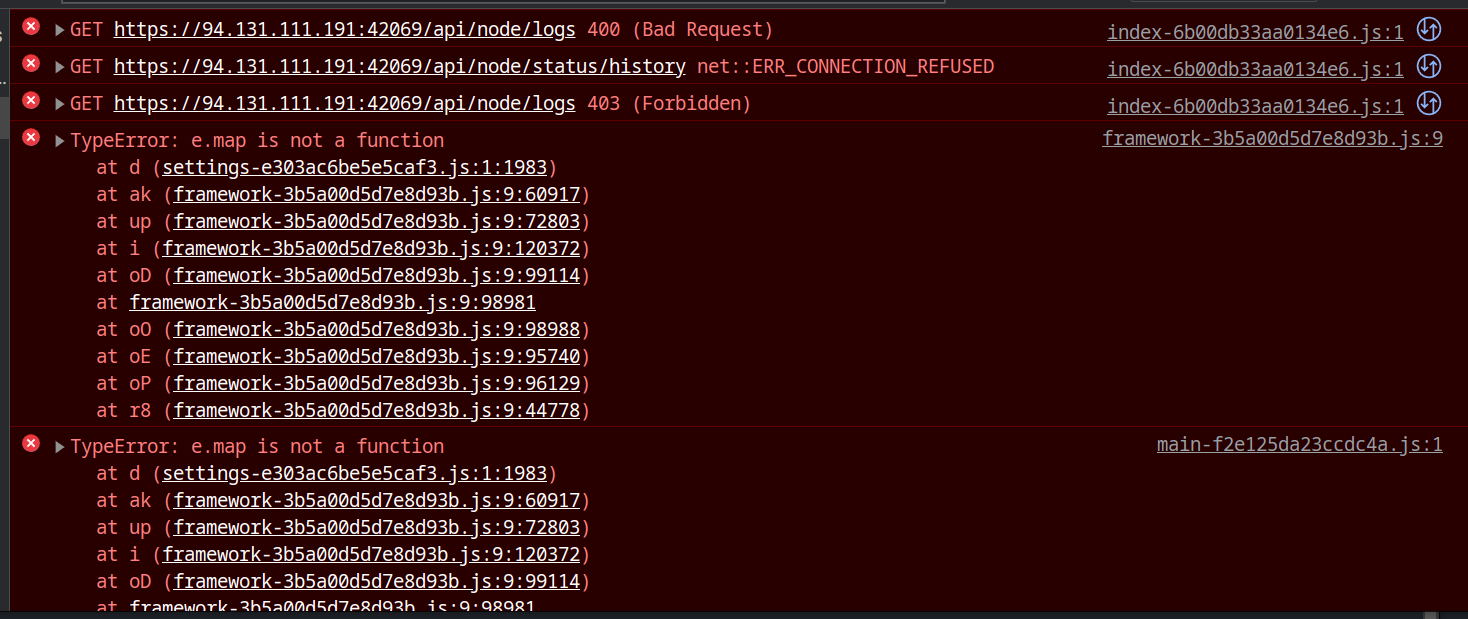Validator GUI Pages Randomly Not Loading ```Application error: a client-side exception has ...