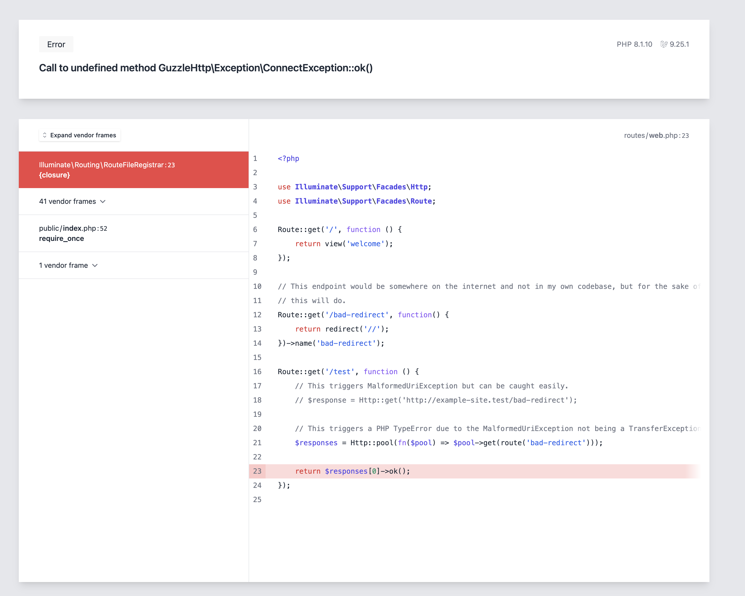 Http client pool causes TypeError on bad redirect · Issue #44014 · laravel/framework · GitHub