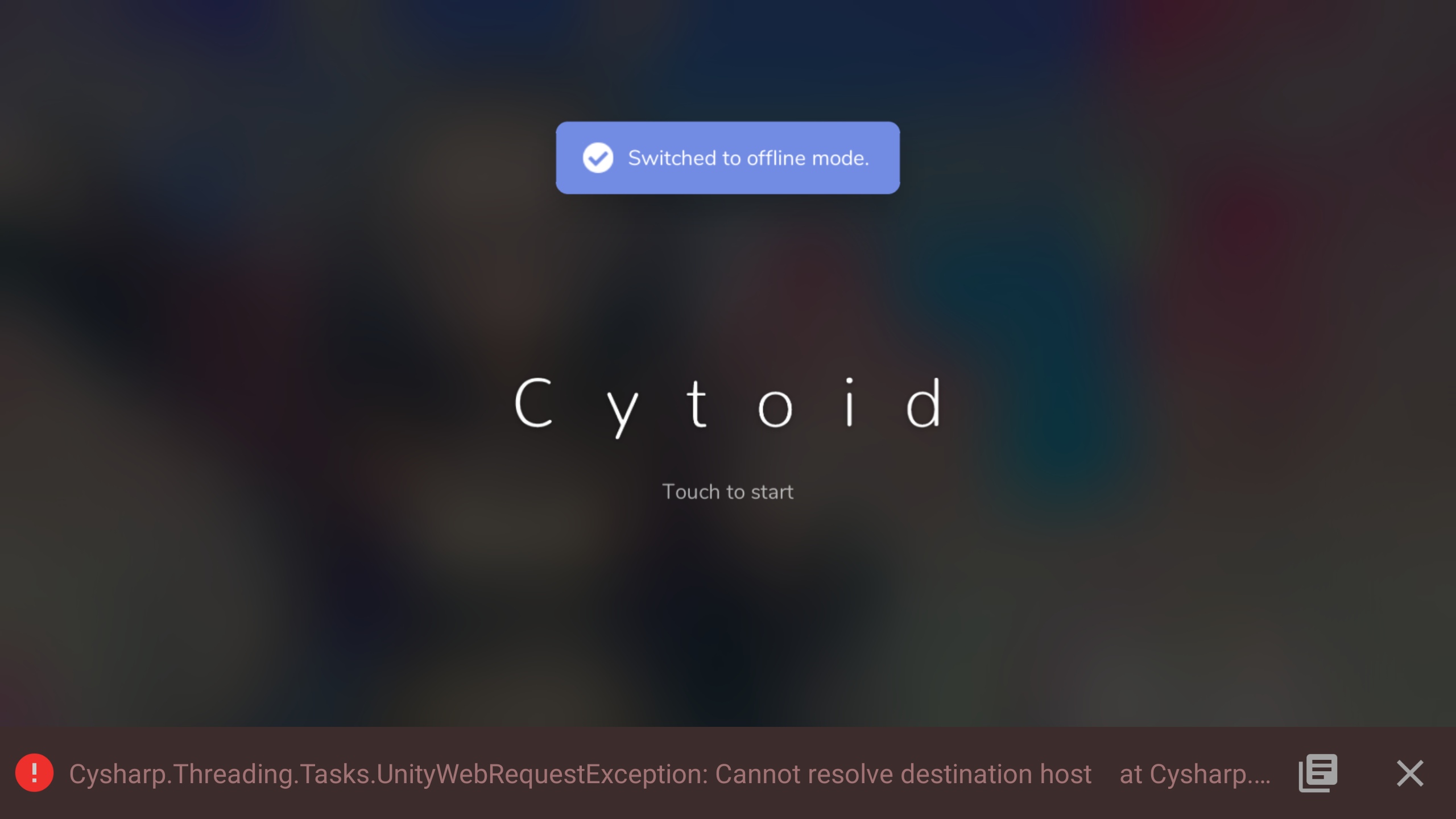 [Bug] Opening Cytoid without internet connectivity shows ...