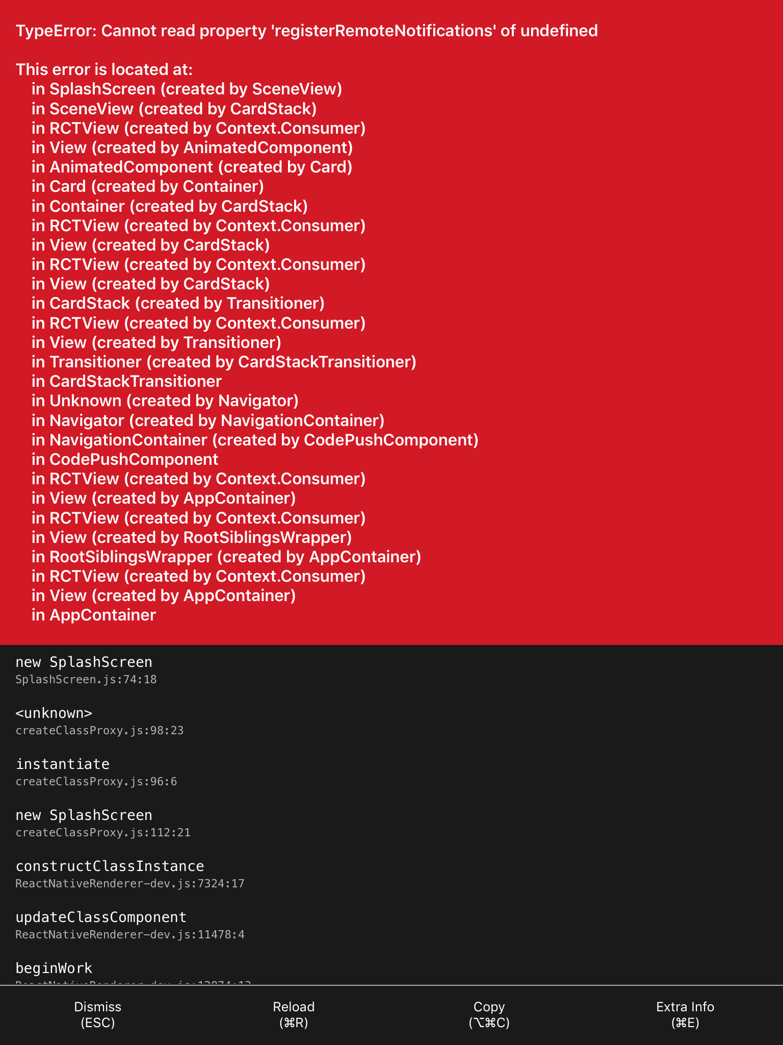 TypeError: Cannot read property 'registerRemoteNotifications' of ...