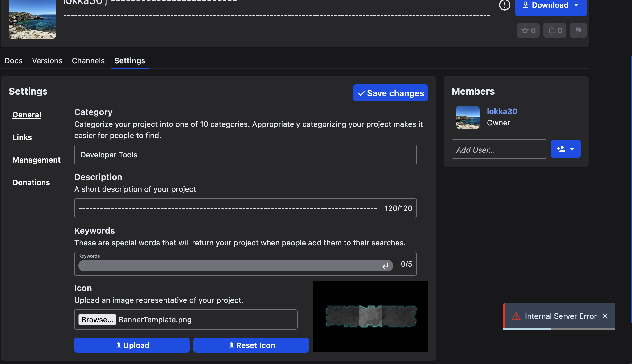 Unable to change existing resource icon · Issue #1024 · HangarMC/Hangar · GitHub