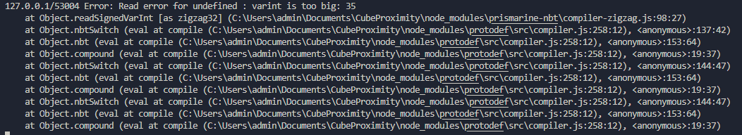 (Relay) Error Parsing Packet on CubeCraft · Issue #436 · PrismarineJS/bedrock-protocol · GitHub