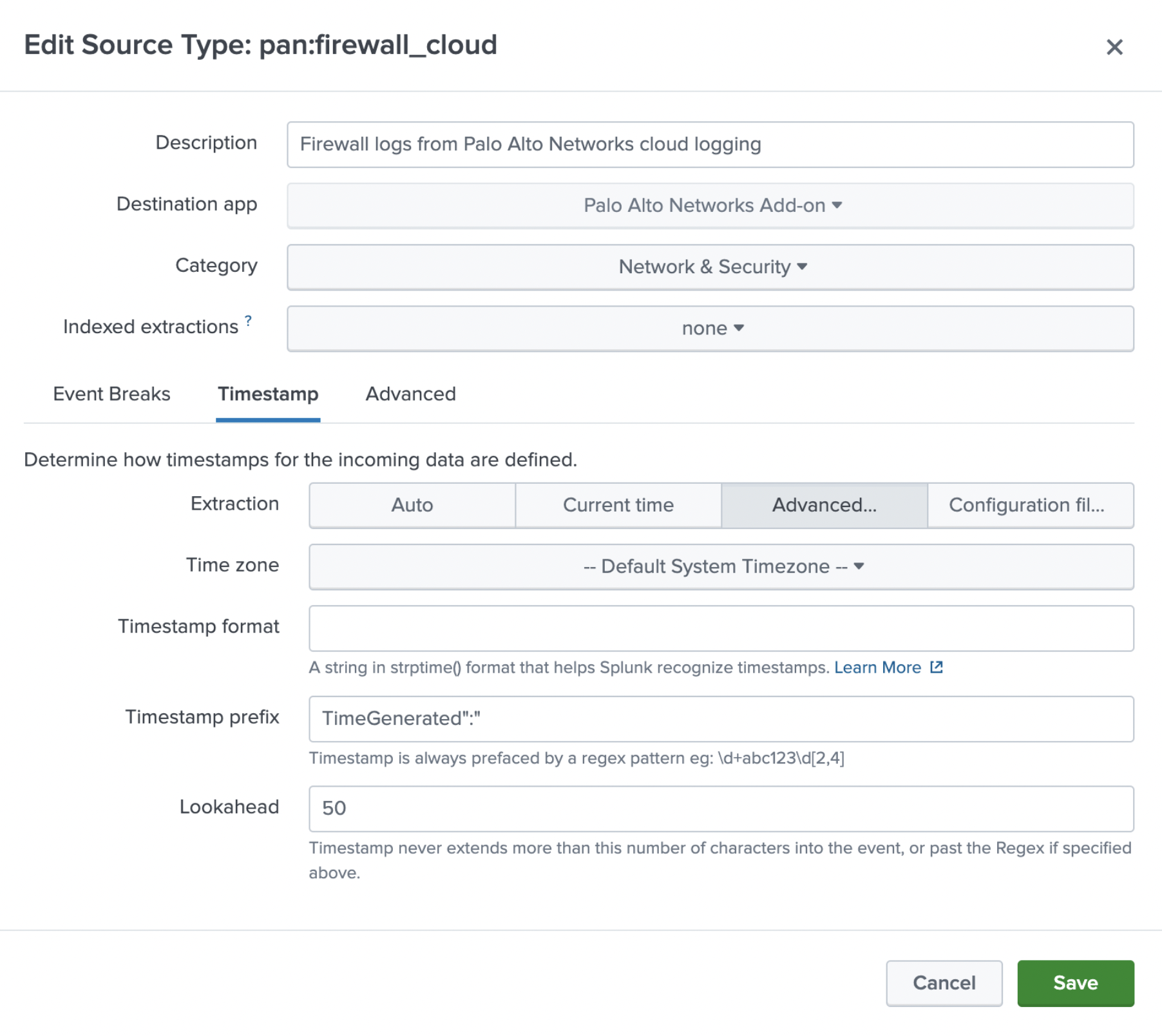Splunk HEC PAN firewall events "_time" not matching configured "TimeGenerated" field · Issue ...