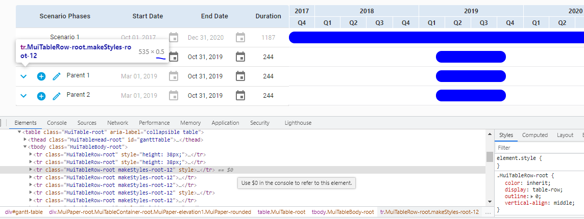In Collapsible table, only the first collapsed child row of collapsible ...