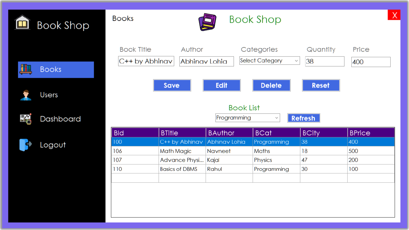 GitHub - abhinavlohia/Bookshop-Management-Software