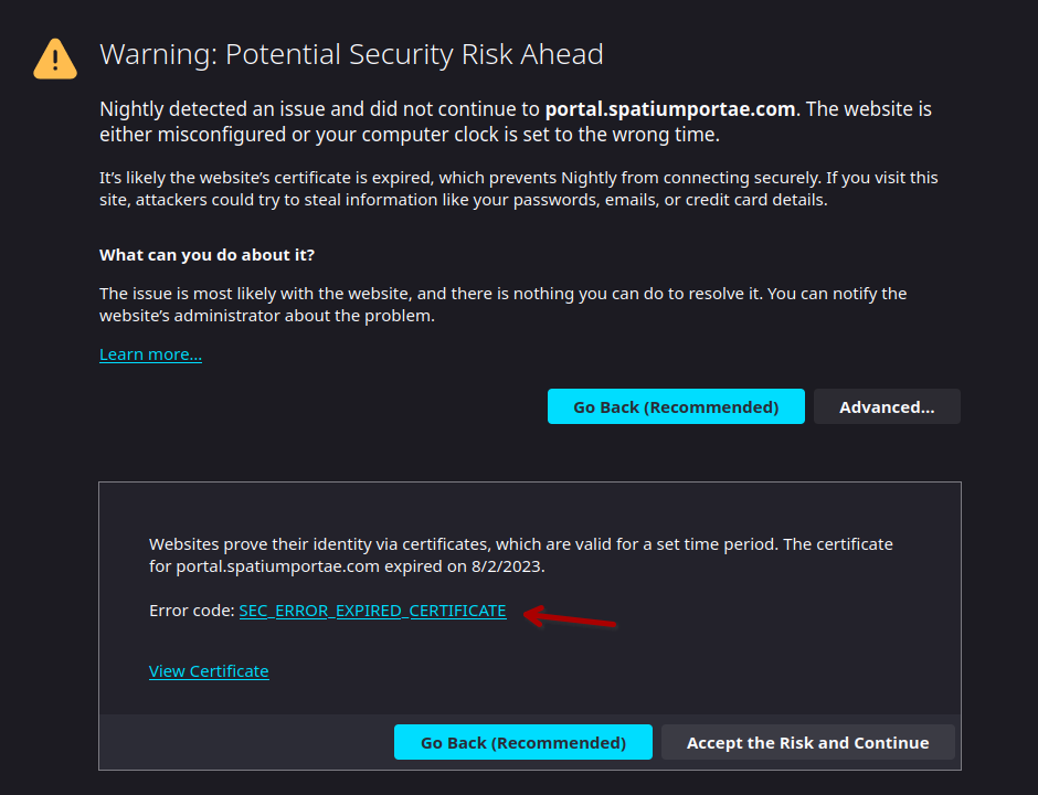 [BUG] TLS error: failed to verify certificate: x509: certificate has expired or is not yet valid ...