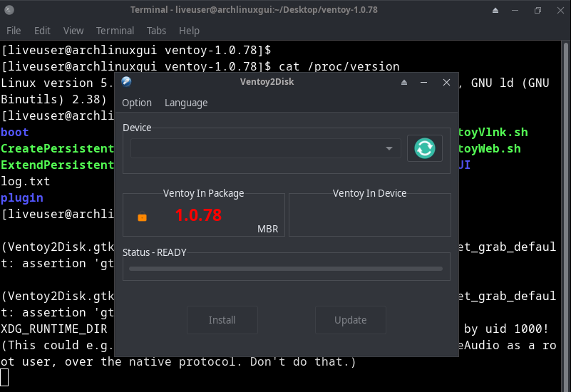 [issue]: Arch Linux fails to open ventoygui · Issue #1710 · ventoy/Ventoy · GitHub