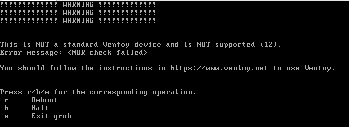 [Suggestion]: When displaying the "warning! not a standard ventoy ...