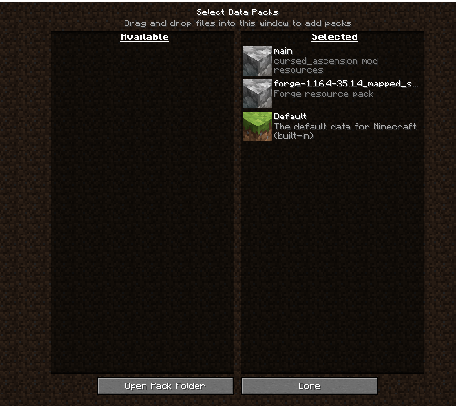It says error while loading data pack (+Workspace) · Issue #1024 · MCreator/MCreator · GitHub