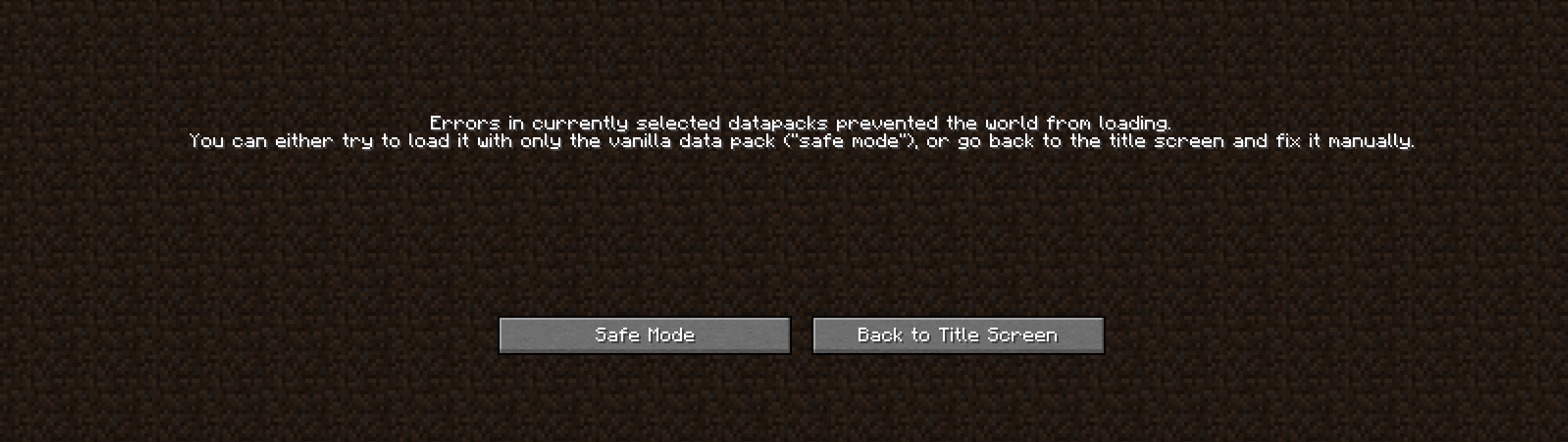It says error while loading data pack (+Workspace) · Issue #1024 · MCreator/MCreator · GitHub