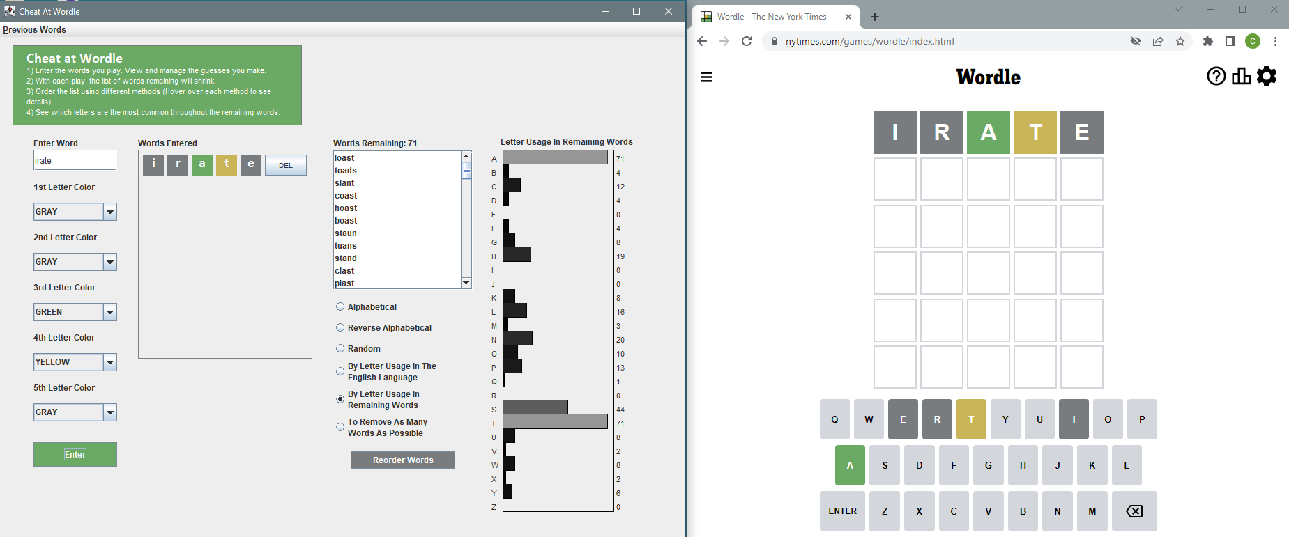 GitHub - caseyou45/CheatAtWordleV2: Java Swing application to assist a ...