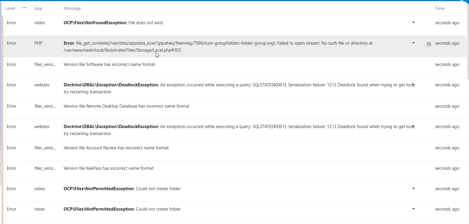 [Bug]: NC 25 Error: Undefined array key "extension" at /var/www/nextcloud/apps/files_versions ...