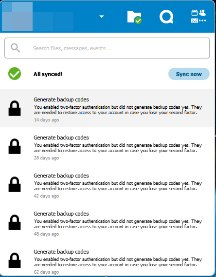[Bug]: Unable to clear 2FA backup Code Notifications via desktop client · Issue #5606 ...