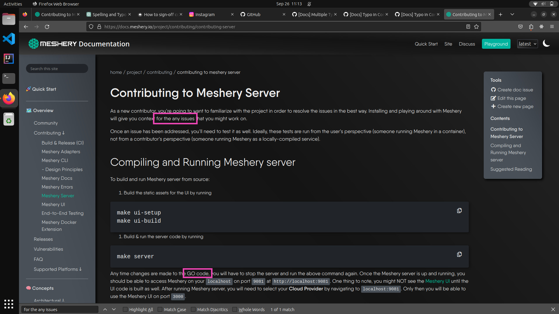 [Docs] Typo in Contributing to Meshery Server · Issue #8924 · meshery/meshery · GitHub