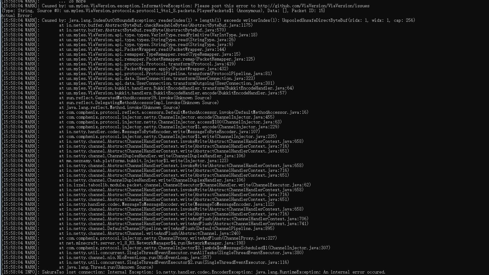 ViaVersion reported an error and kicked the player out, others did not · Issue #1919 ...