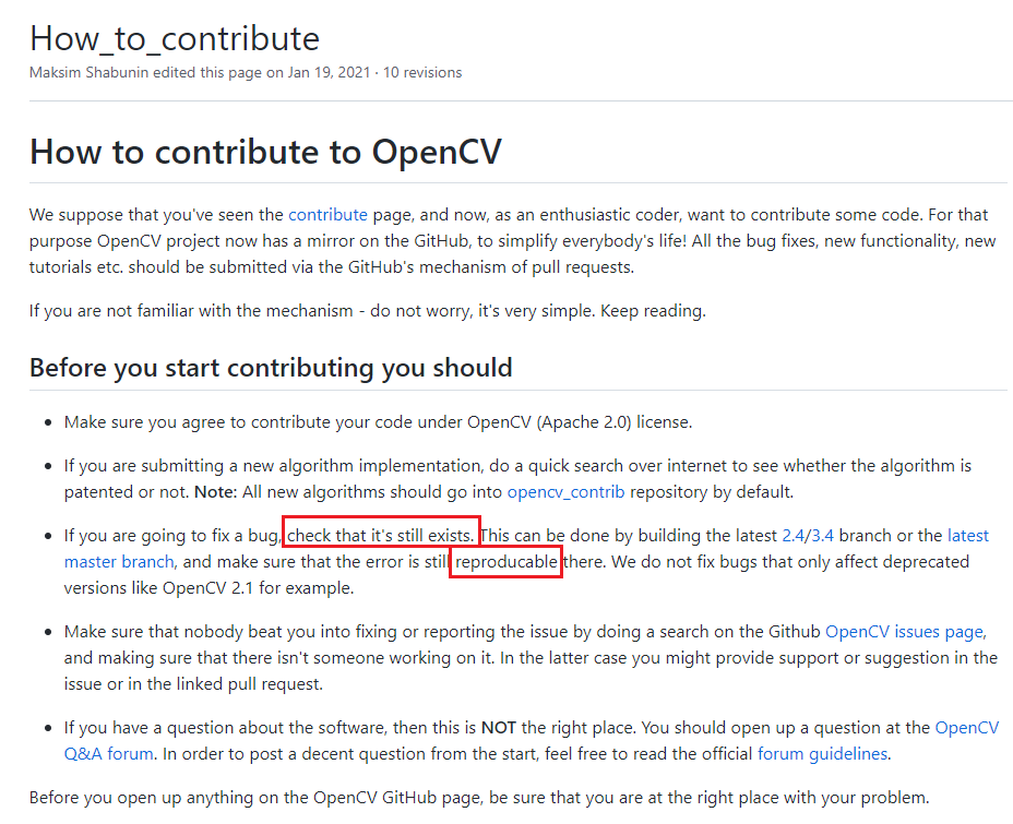 Github wiki page typos · Issue #22016 · opencv/opencv · GitHub