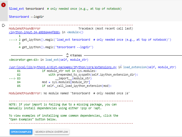 using tensor-board to display model accuracy and loss but getting error ...