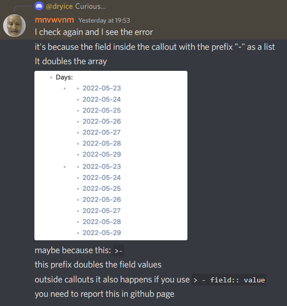 duplication of arrays within callouts · Issue #1125 · blacksmithgu/obsidian-dataview · GitHub