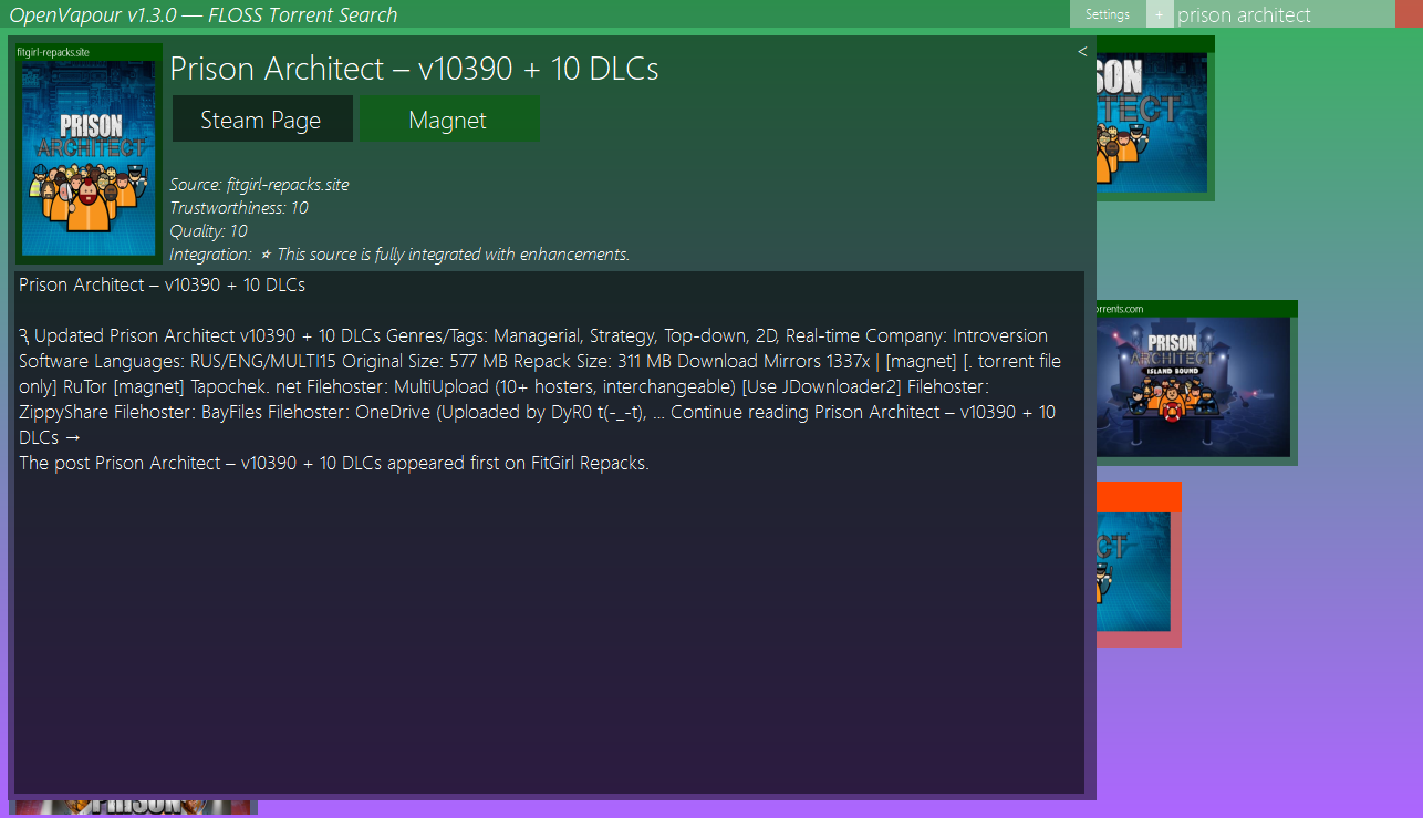 GitHub - prismatica-dev/OpenVapour: A FLOSS torrrent manager front-end for steam.