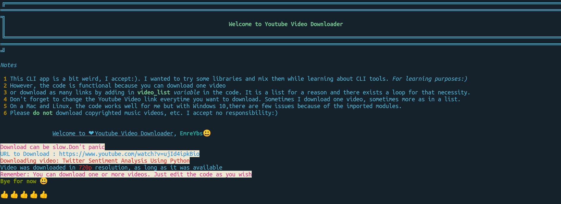 GitHub - emreYbs/YoutubeVideoDownloader.py: A simple CLI tool to ...