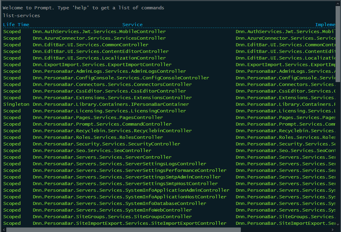 Add new command to Prompt for debugging DI services · Issue #3931 · dnnsoftware/Dnn.Platform ...