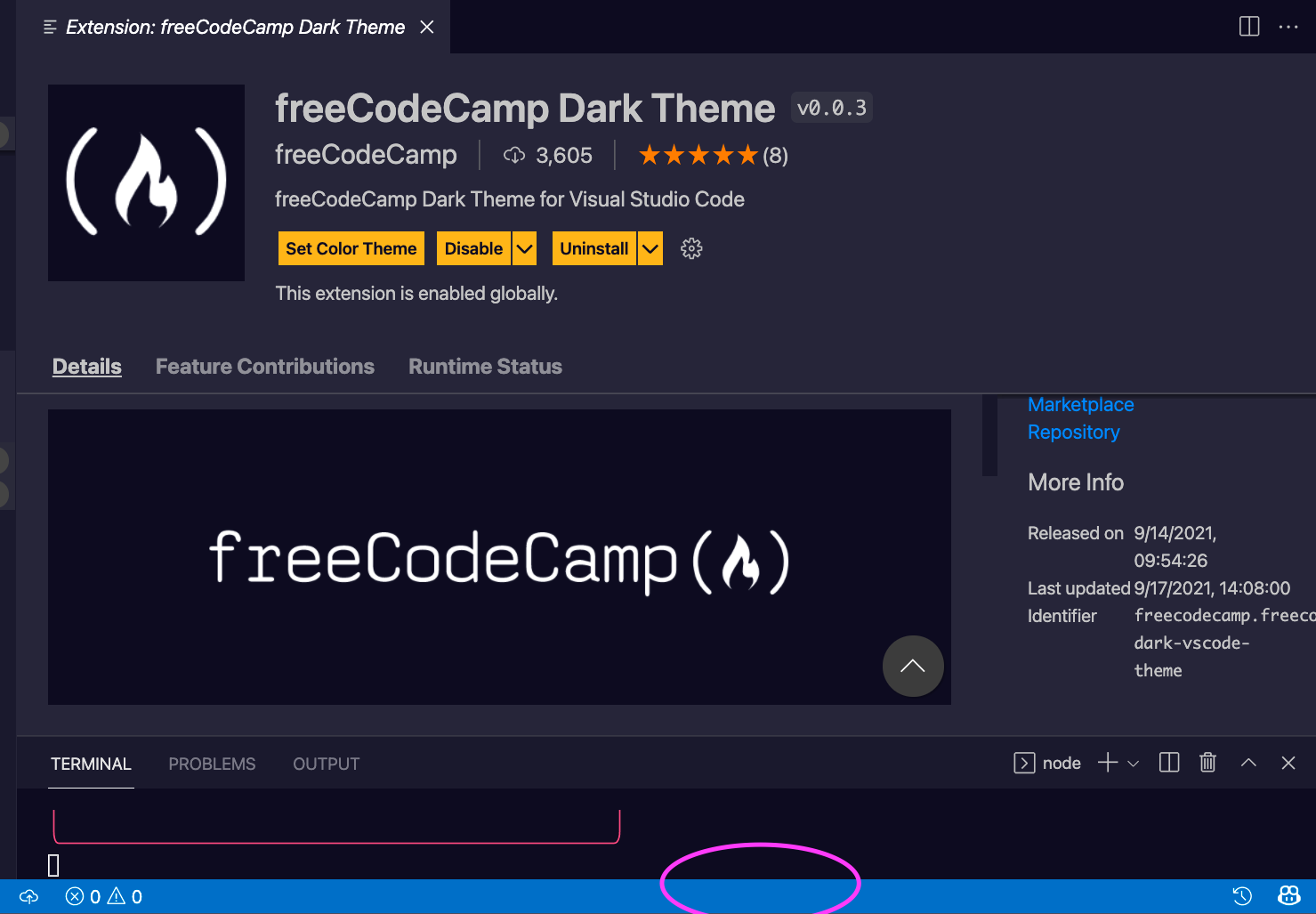 Feature request: Set bottom nav color · Issue #8 · freeCodeCamp/freecodecamp-dark-vscode-theme ...